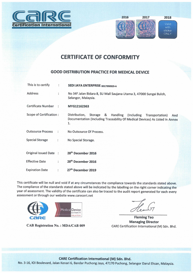GDPMD certificate – Sedi Jaya
